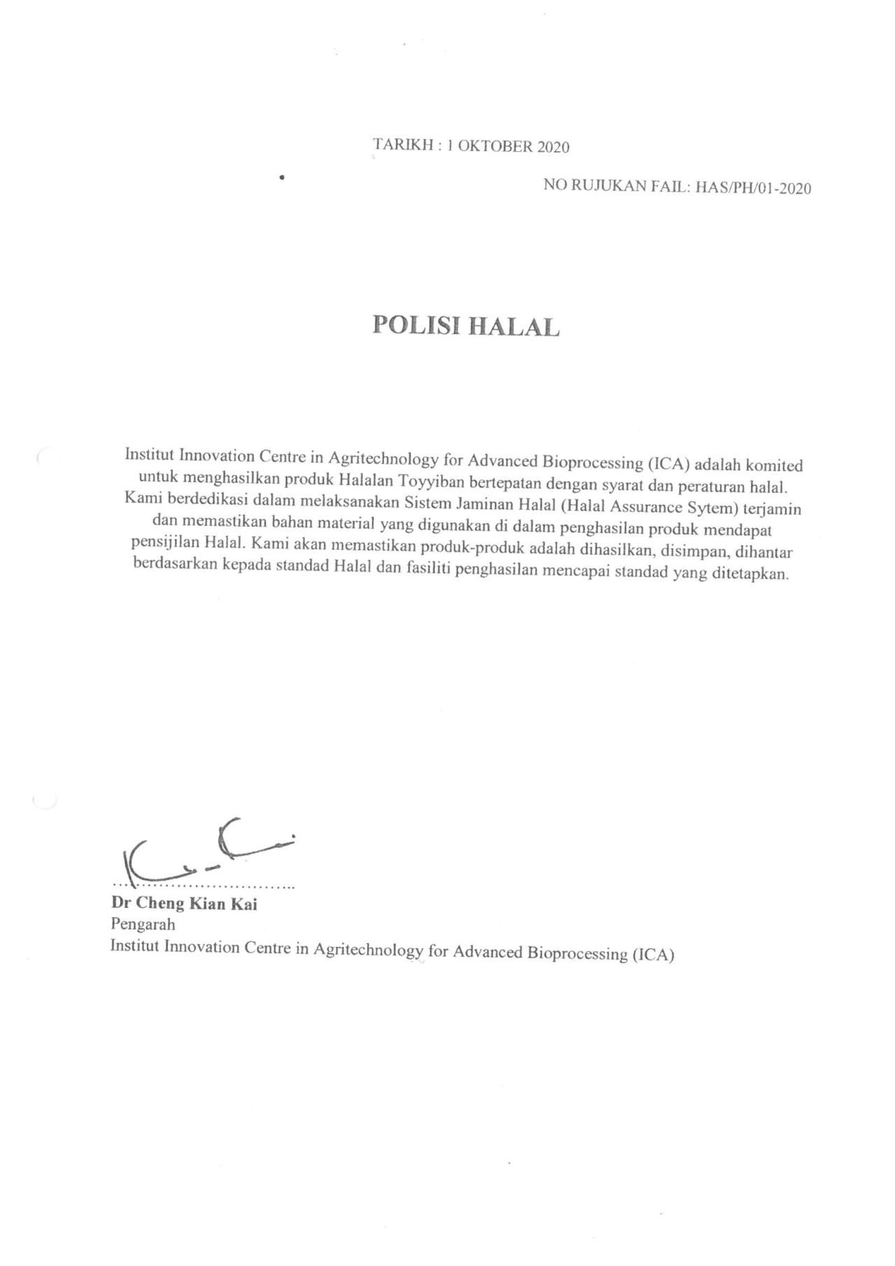 Halal Policy | UTM Pagoh Campus